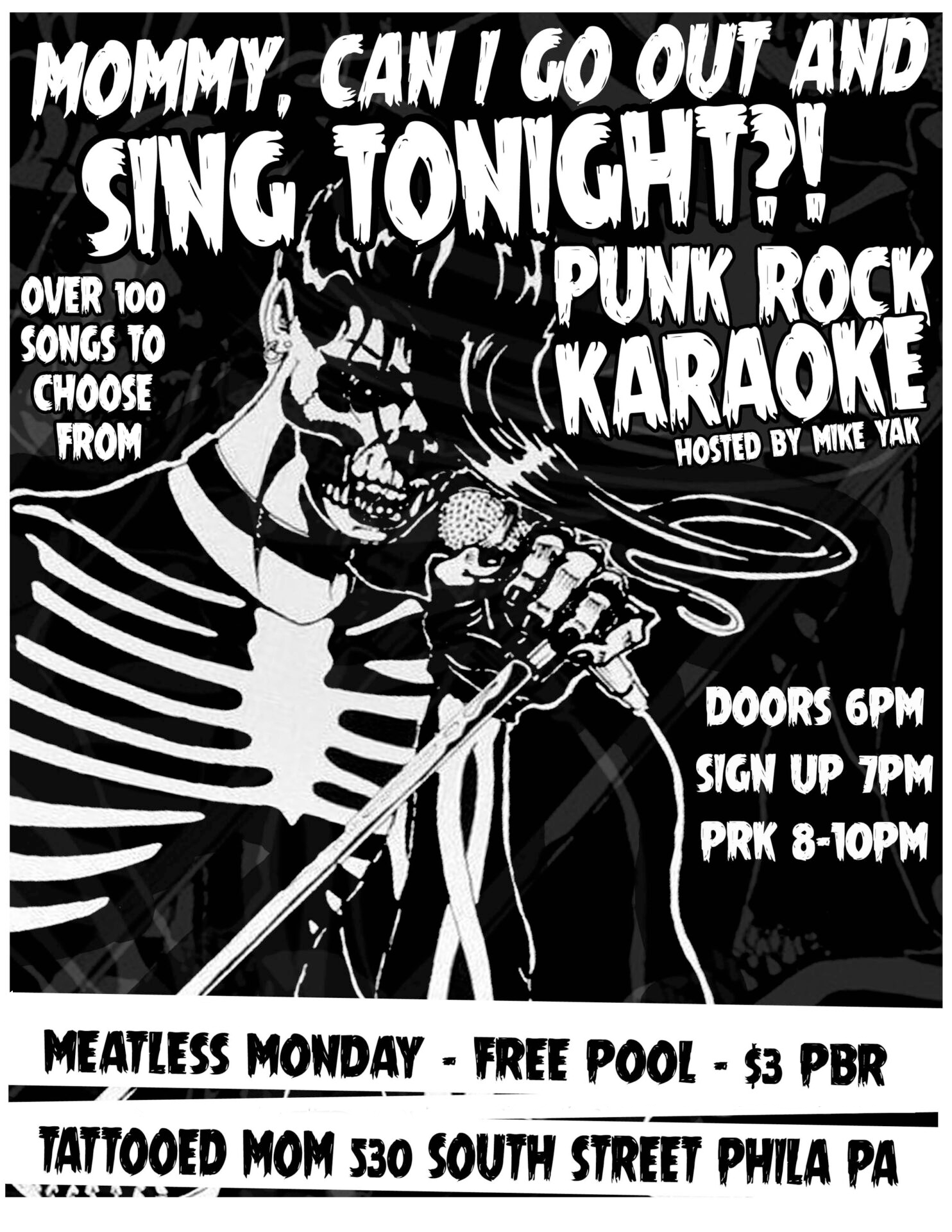 evergreen punk rock Karaoke male skeleton - Tattooed Mom